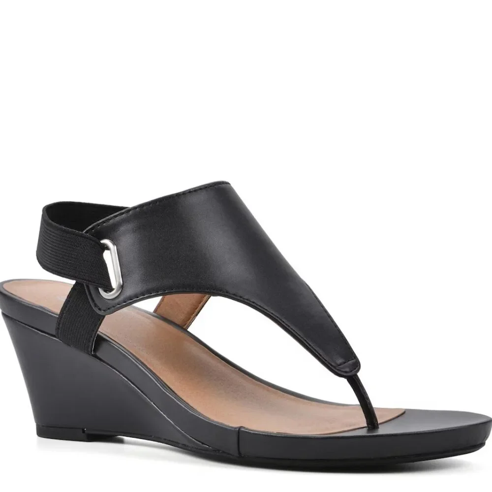 White Mountain | Shoes | White Mountain Black Wedge Sandal 85 New ...